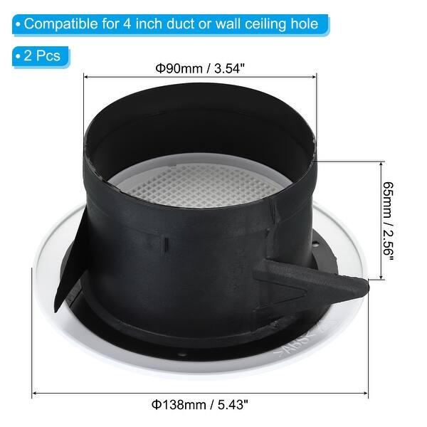 4" Round Air Vent 2pcs Ceiling Diffuser Grill Soffit Vent with Screen ...