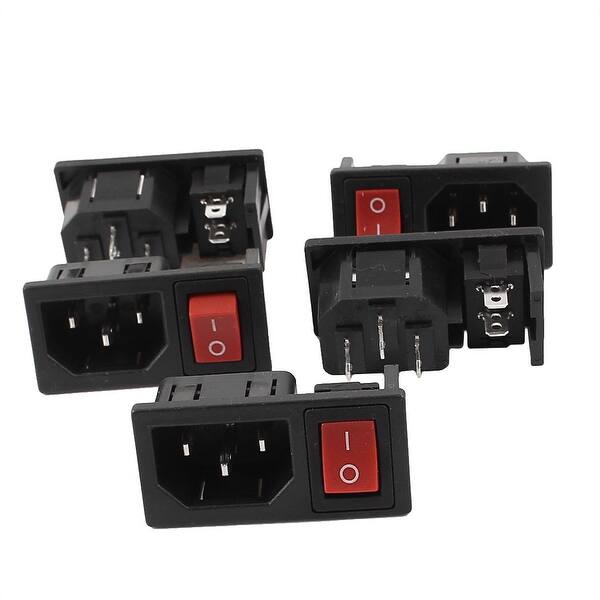 AC 10A 250V O/I Red Button Rocker Switch IEC320 C14 Input Power Socket ...