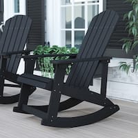Modern 2-Slat Adirondack Poly Resin Rocking Chair for Indoor/Outdoor ...