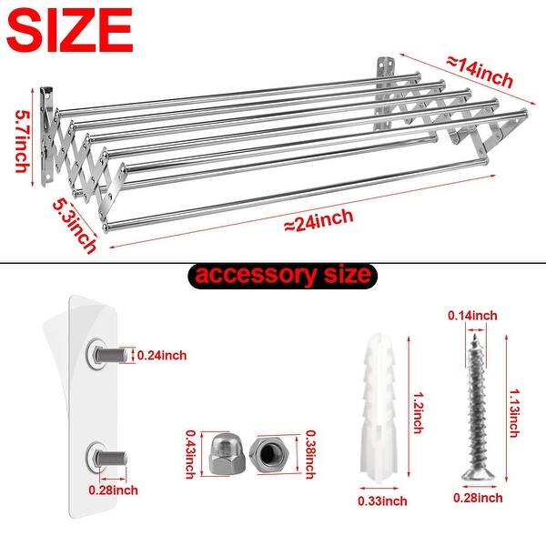 Accordion Wall Mounted Drying Rack Clothes Retractable Folding ...