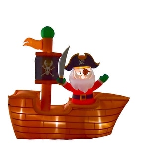 6FT Christmas Inflatable Decoration Santa in the Pirate Ship - black ...