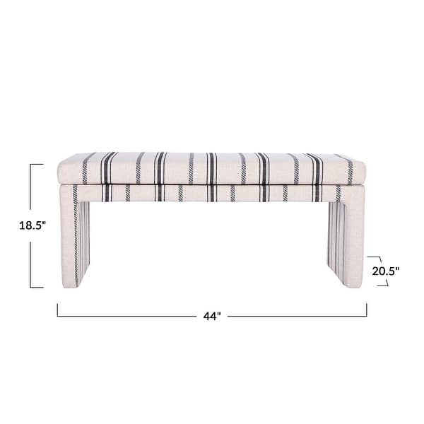Woven Fabric Upholstered Striped Wood Bench - Bed Bath & Beyond - 34591895