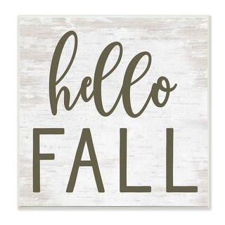 Stupell Rustic Hello Fall Typography Seasonal Phrase Sentiment Wood ...