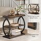 3-Tier Narrow End Table with Metal Frame, Rustic Brown Wooden Side ...