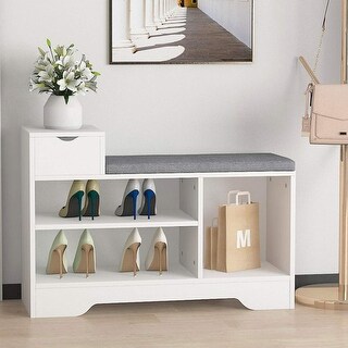 Shoe Storage Stool, Entryway Stool, Wooden Shoe Rack Shoe Cabinet - Bed ...