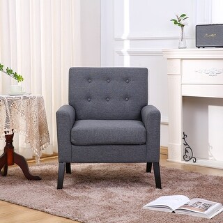 Button Tufted Upholstered Armchairs Comfy Reading Accent Chairs Sofa ...