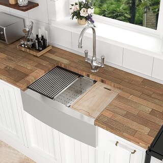 Farmhouse 18-Gauge Stainless Steel Apron Front Kitchen Sink - Bed Bath ...