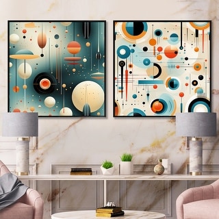 Designart "Retro Futurism Vibe" Abstract Collages Framed Art Set Of 2 ...