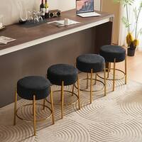 Black Round Bar Stools Set of 2, Modern Upholstered Restaurant Stools ...