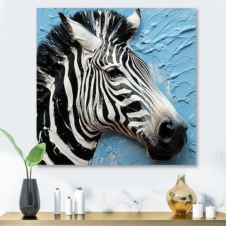 Designart "White Blue Zebra Collage" Animals Metal Art Print - Bed Bath ...