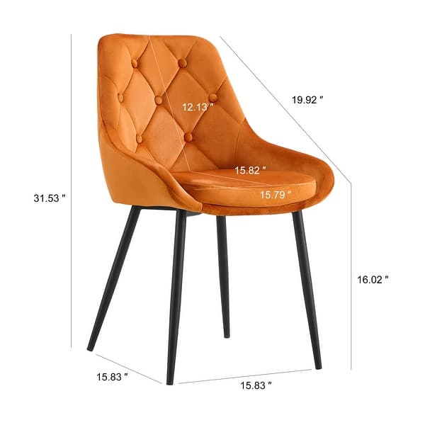 Orange Velvet Dining Chairs , Upholstered Chairs Side Chair with Black ...