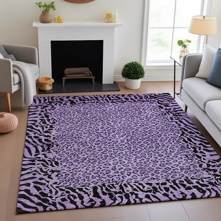 Premium Washable Super Soft Animal Print Border Mayfield Rug - Bed Bath ...