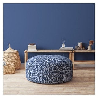 Indoor NARNIA Dusty Royal Blue Round Zipper Pouf - Stuffed - Extra ...
