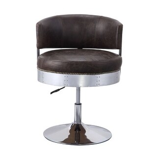 Swivel Adjustable Stool with Round Metal Base in Distress Chocolate ...