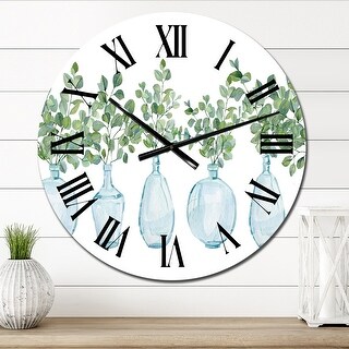 Designart 'House Plants In Glass Vase, Eucalyptus Branches II ...