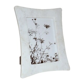 Curved Rectangular Marble Photo Frame - for 5" x 7" Photo - White - Bed ...