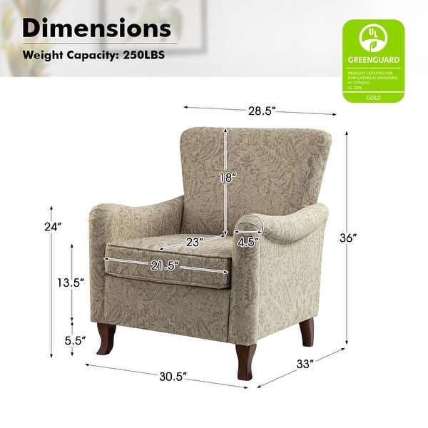 HULALA HOME Samouel Modern Floral Upholstered Armchair with Solid Wood ...