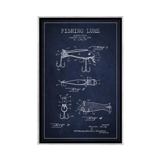 iCanvas "Fishing Tackle Navy Blue Patent Blueprint" by Aged Pixel ...