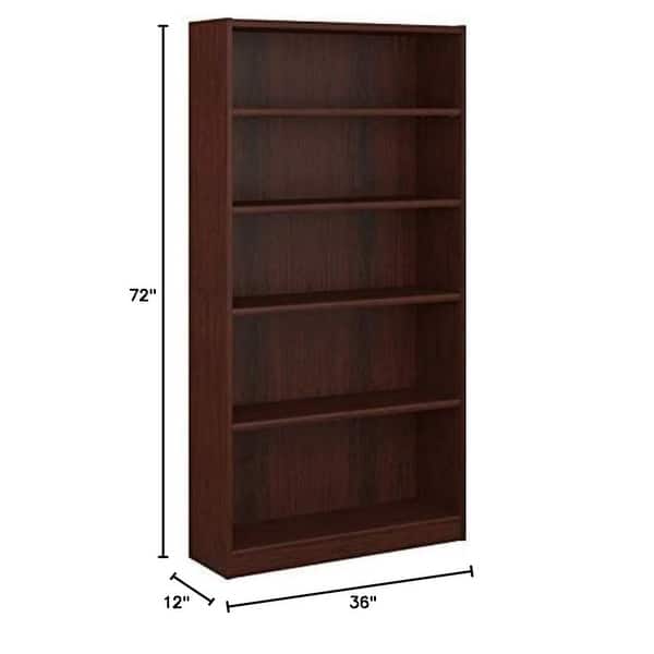 Universal 5 Shelf Bookcase in Vogue Cherry - 5 Shelf， 12"D x 36"W x 72 ...