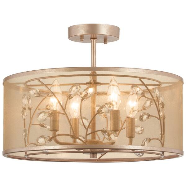 Lavery Saras Jewel Champaign Silver & Gossamer Gold 4 Light Semi Flush ...