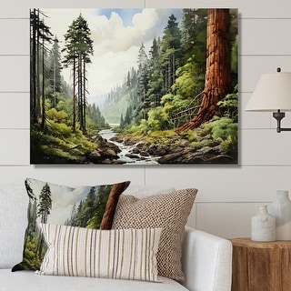 Designart "Redwood Giants Tree Forest Lanscape II" Tree Redwood Canvas ...