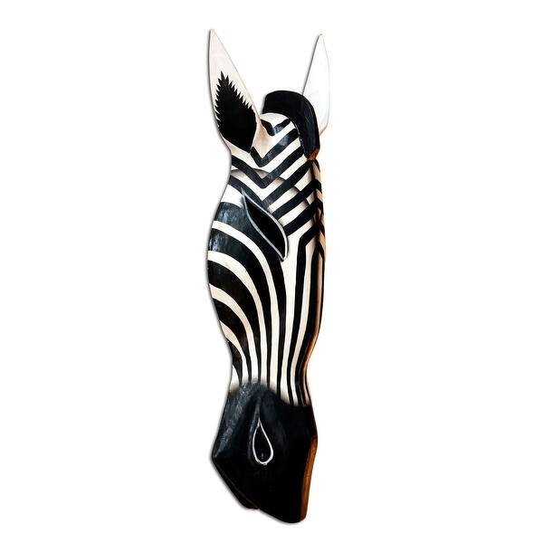 Wooden Tribal Zebra Mask Black White Stripe Hand Carved Wall Plaque ...