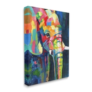 Stupell Contemporary Elephant Painting Abstract Patchwork Rainbow ...