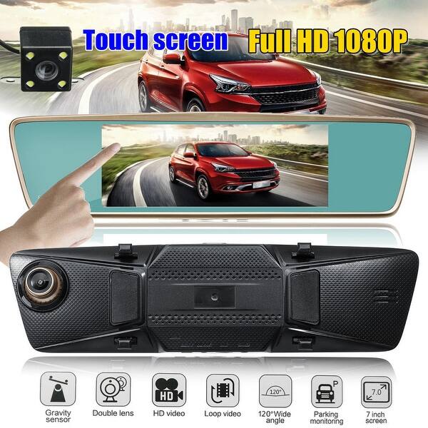 7'' Mirror Dash Cam Night Vision Front and Rear 1080P Backup Camera FHD ...