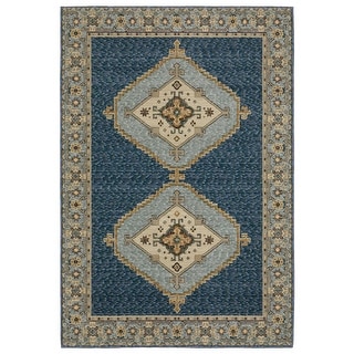 Style Haven Adalynn Traditional Double Medallion Blue/ Gold Area Rug ...