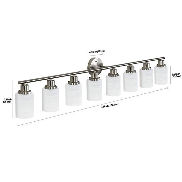Modern 8-Light Vanity Light Fixture Brushed Nickel and Frosted Glass ...