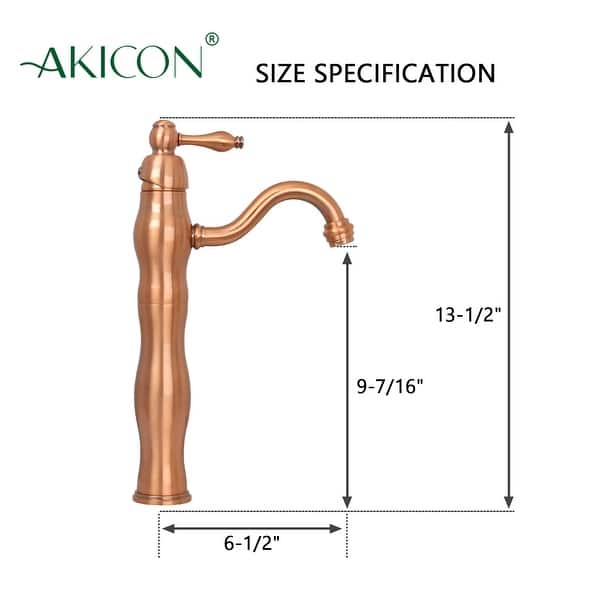 One-Handle Copper Bathroom Sink Faucet - 5 Years Warranty - 13.5" - Bed ...