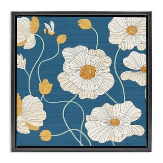 Stupell Bee & White Poppies Framed Floater Canvas Wall Art Design By ...