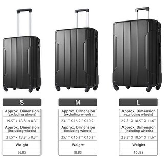 TSA Lock Spinner Carry on Hardshell Lightweight Storage Trunks, Black ...