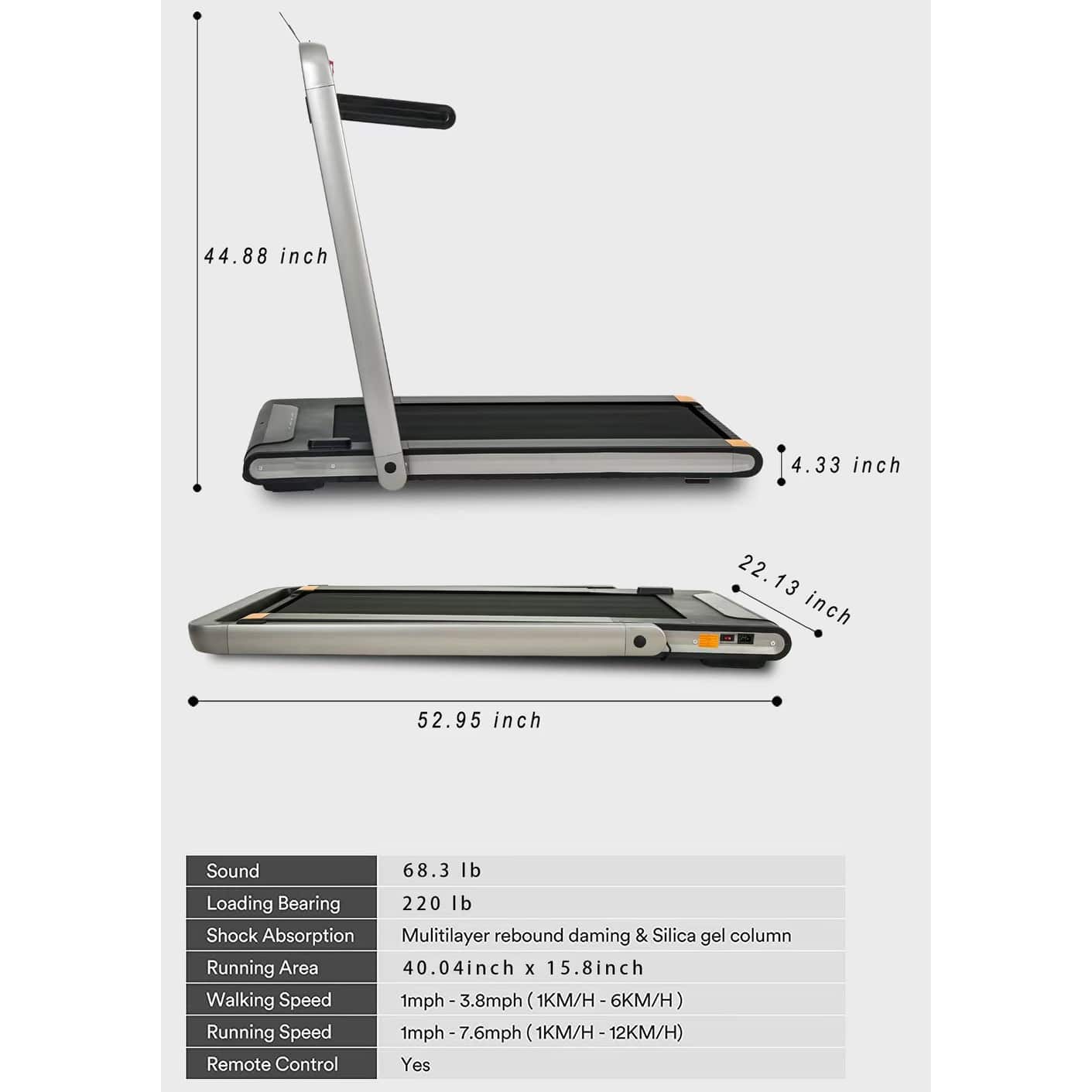 2.5HP Folding Electric Treadmill for Home Office with Remote Control ...