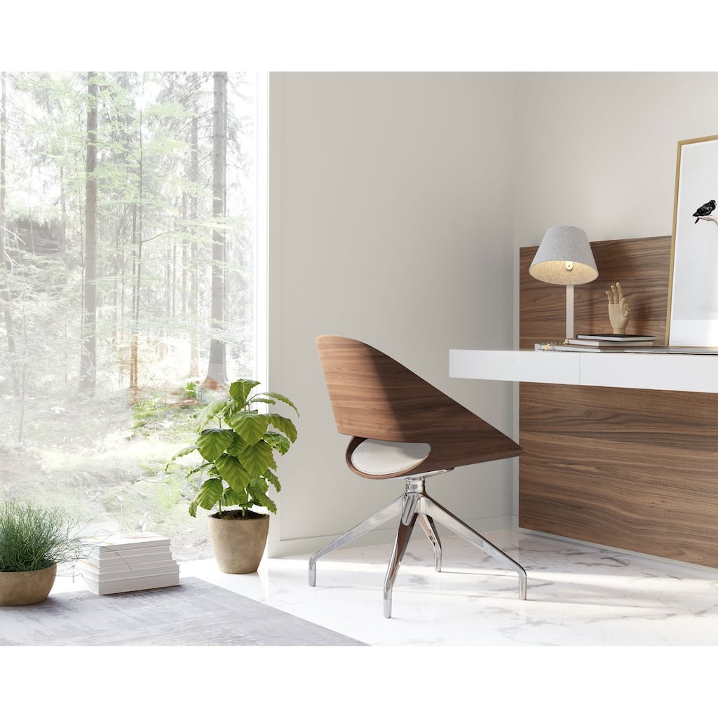 Walker Desk in Glossy White and Walnut - Overstock - 35185871