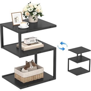 S-Shaped 3-Tier Side Table, Minimalist Narrow Nightstand with Open ...