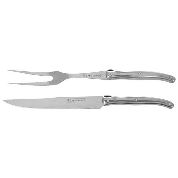 Slitzer Germany® 2pc European-Style Carving Set in Display Box - Silver ...