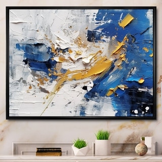 Designart "Blue Yellow Cubist Kaleidoscope" Cubism Framed Wall Art ...