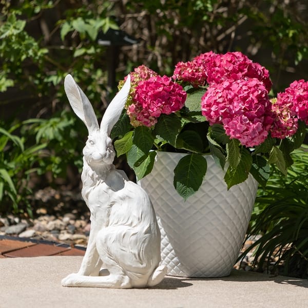 21"H Sullivans Large Whitewashed Rabbits Set of 2, Gray - 8.5"L x 10"W ...