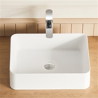 Stone Resin Vessel Bathroom Sink Basin with Pop-Up Drain - Bed Bath ...