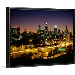 "Buildings lit up at night, Philadelphia, Pennsylvania" Black Float ...