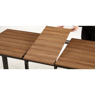 Rectangular Wooden Expandable Dining Table and Upholstered Chairs - Bed ...