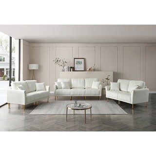 Modern Velvet Upholstered 3 Seater Couches Sofa and 2 Pcs Loveseat ...