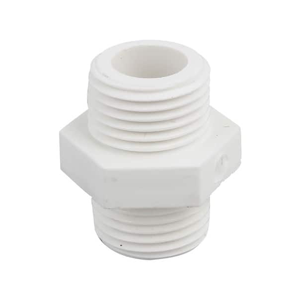1/2PT Male to Male Thread PVC-U Straight Connector Fittings White - Bed ...