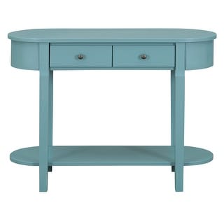 Solid Wood Narrow Console Table with Curved Top Design, 40" Storage ...