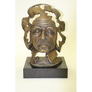 Mive Jean Patoue Albert Einstein On Black Marble Base Bronze Sculpture ...