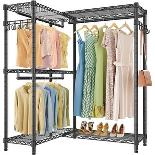 L-Shaped Hanger (for Corners), Freestanding Portable Wardrobe Closet ...