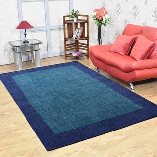 Hand Knotted Loom Silk Mix Area Rugs Contemporary Blue LSM201 - Bed ...