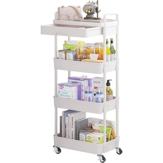 4-tier multifunctional storage cart with plastic shelves and metal ...
