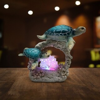 ICE ARMOR 6"H LED Blue Sea Turtle with Baby Figurine - Bed Bath ...